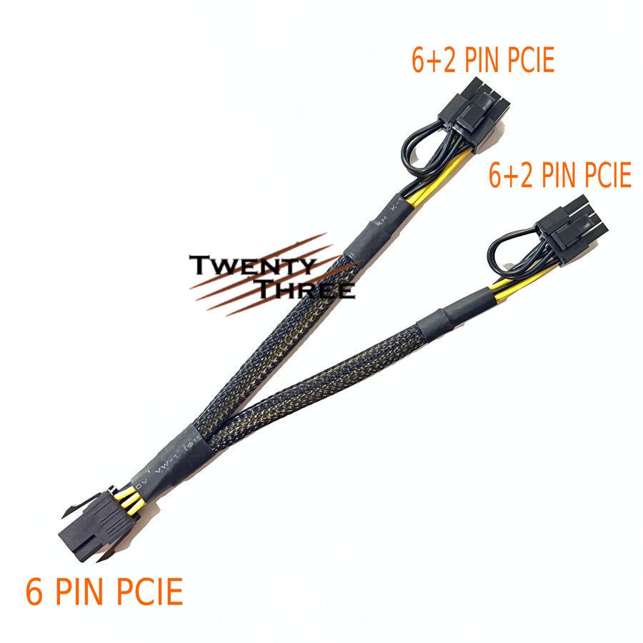 Jual Kabel Power splitter VGA 6 Pin to dual 6+2 Pin male PCIE PCI-E ...