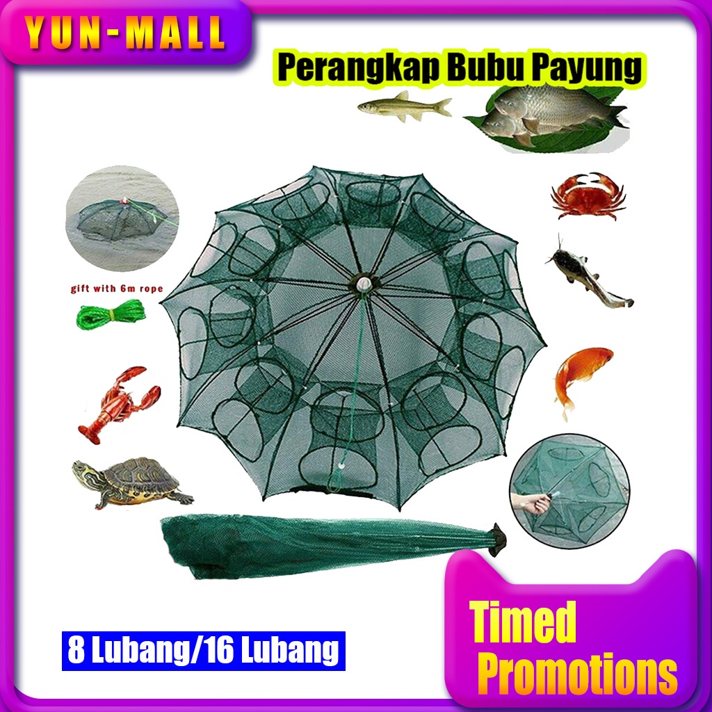 Jual YUN Mall Aquapro Payung Bubu 8 Lubang Jaring Jebakan Perangkap Udang ikan | Shopee Indonesia