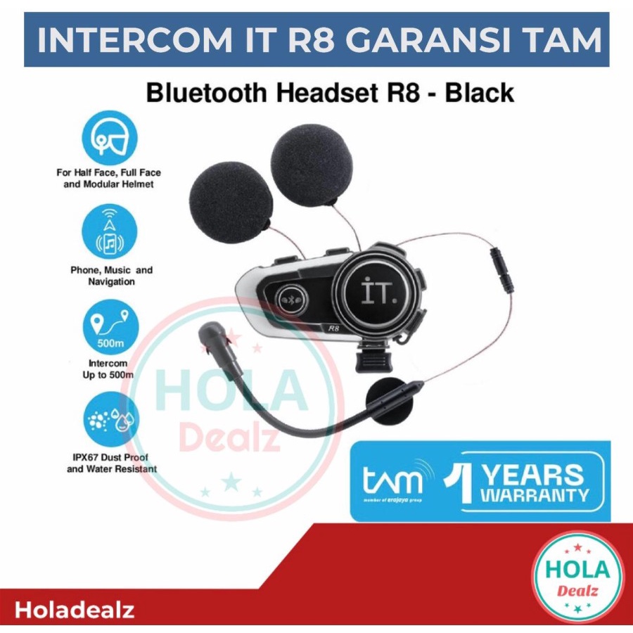 Jual IT R8 INTERCOM R8 BLUETOOTH HEADSET GARANSI RESMI TAM ERAJAYA ...