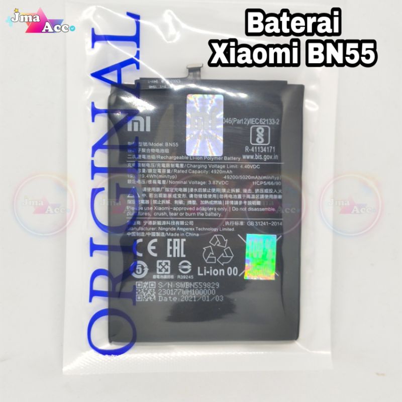 Jual Original 100% Baterai Xiaomi Redmi Note 9S BN55 battery batrai hp ...