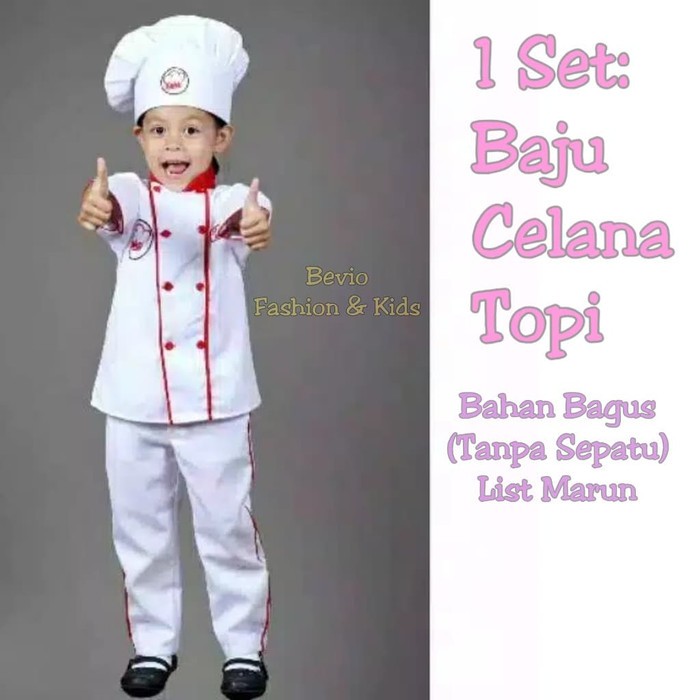 Jual Baju Profesi Anak Koki Cilik Kostum Seragam Chef Setelan Kijang ...