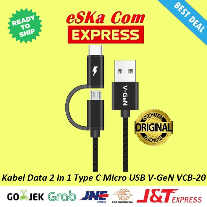 Jual Kabel Data 2 in 1 Type C Micro USB V-GeN VCB-20 Fast Charging ...