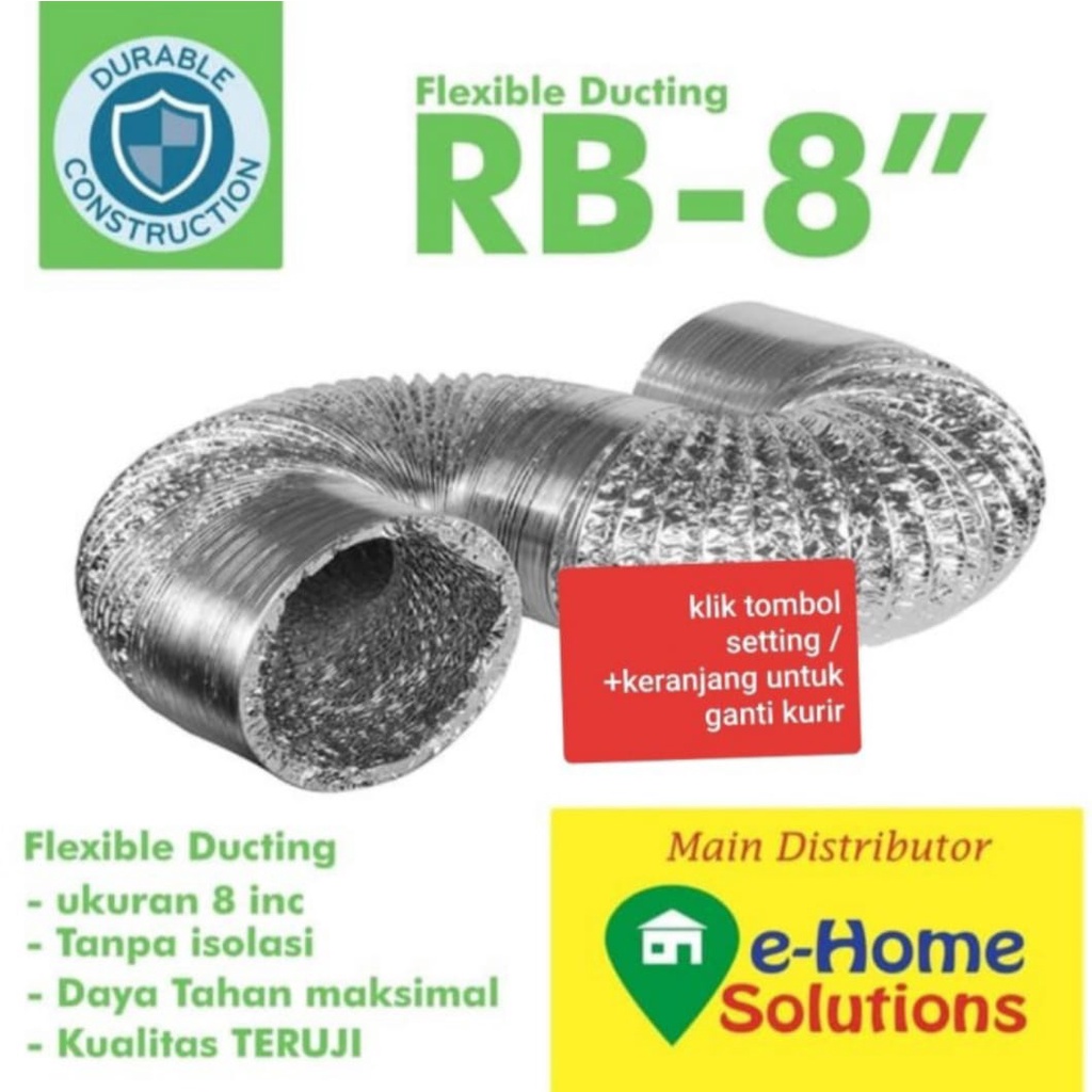 Jual Aluminium selang pipa exhaust 8 in fexible ducting 8" RB premium | Shopee Indonesia