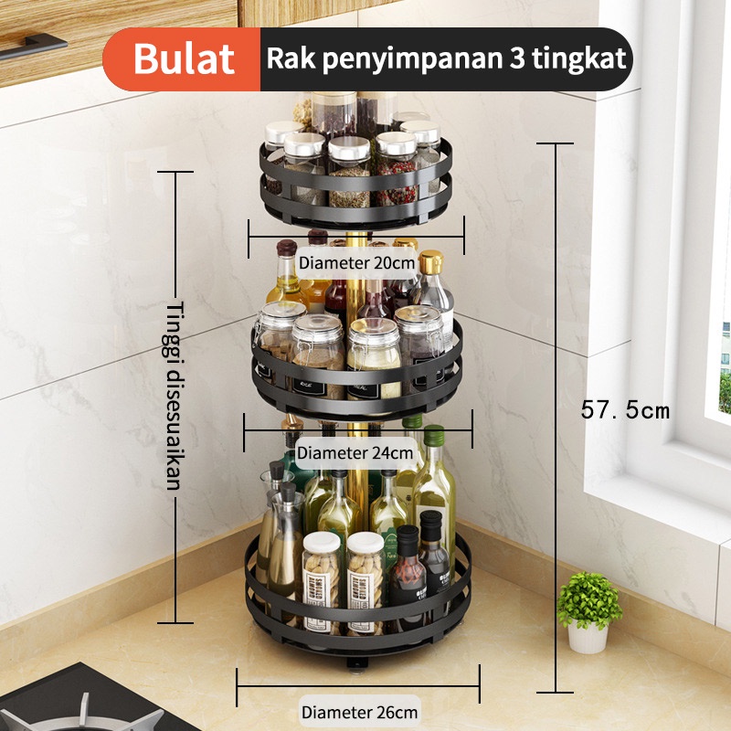 Jual Rak Bumbu Putar Berputar 360 Derajat Rak Bumbu Dapur Stainless ...