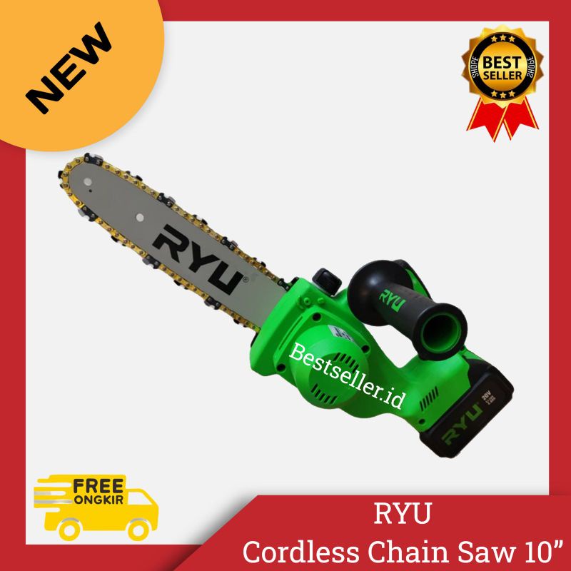 Jual RYU Cordless Chain Saw 10inch / Mesin Potong Pohon Baterai 20v ...