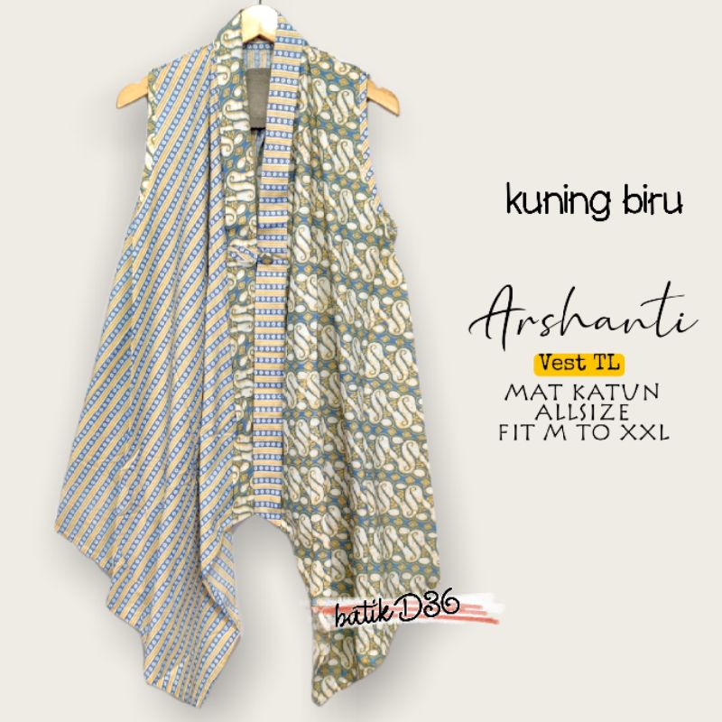 Jual Vest jumbo tanpa lengan katun halus arshanti Baju luar motif batik ...