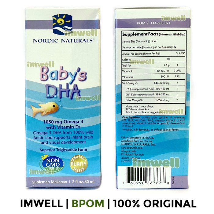 Jual Nordic Naturals Baby Dha With Vitamin D3 Vitamin Omega 3 Anak 60Ml ...