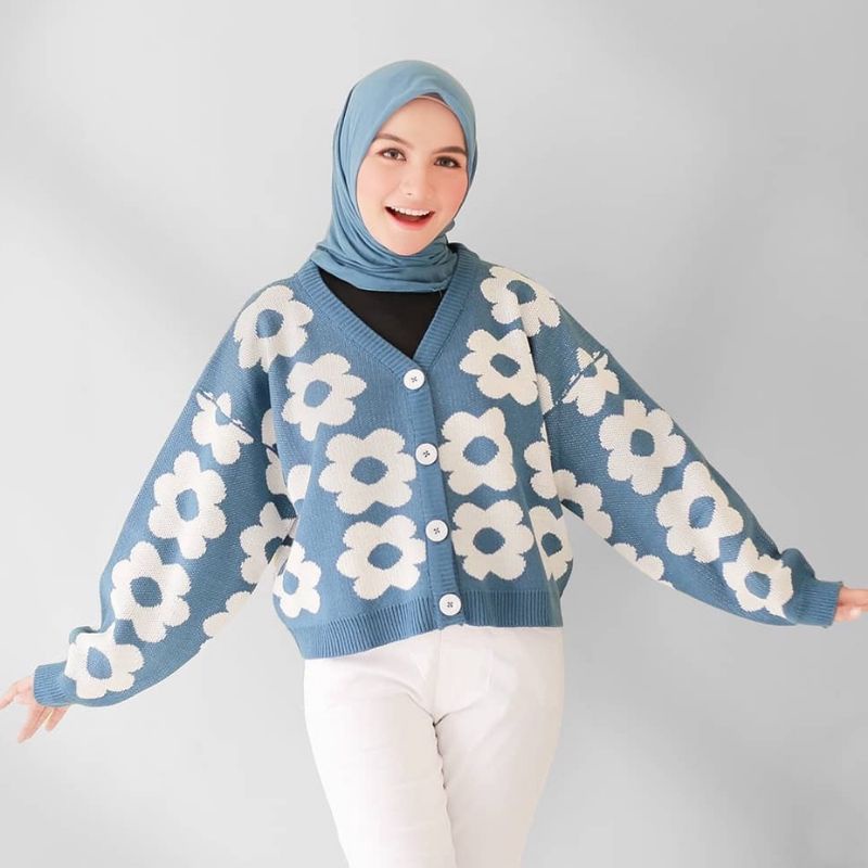 Jual Cardigan rajut wanita flower urban KNIT TEBAL | Shopee Indonesia