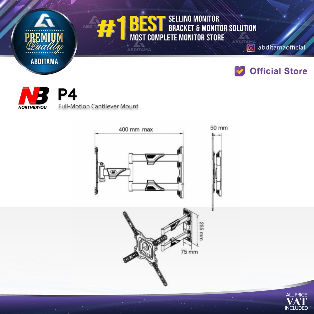 Jual Bracket TV Monitor LED LCD North Bayou NB P4 NBP4 13"-47" Tilt ...