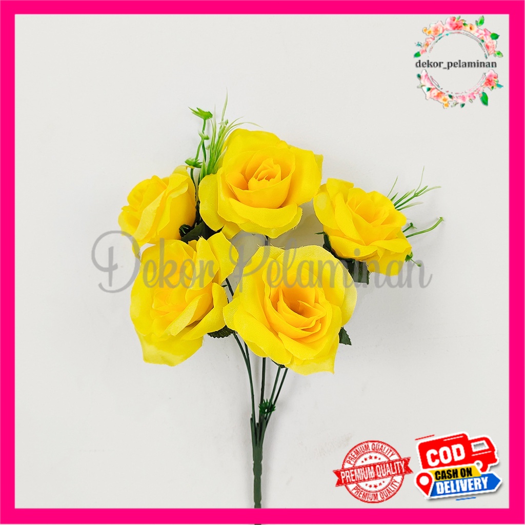 Jual BUNGA MAWAR ROSE TANGKAI 5 MURAH ARTIFICIAL - MAWAR PLASTIK ROSE ...