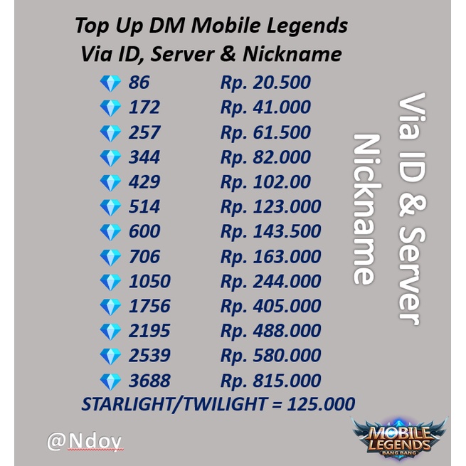 Jual TOPUP MLB XL MURAH LEGAL V2 | Shopee Indonesia
