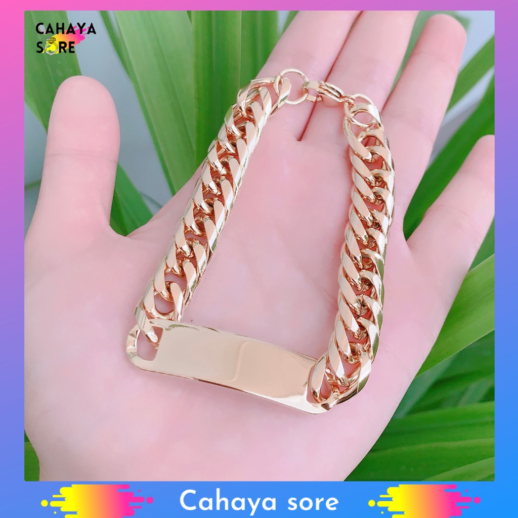 Jual Titanium Gold Gelang Tangan Model Rantai Unisex G82 | Shopee Indonesia