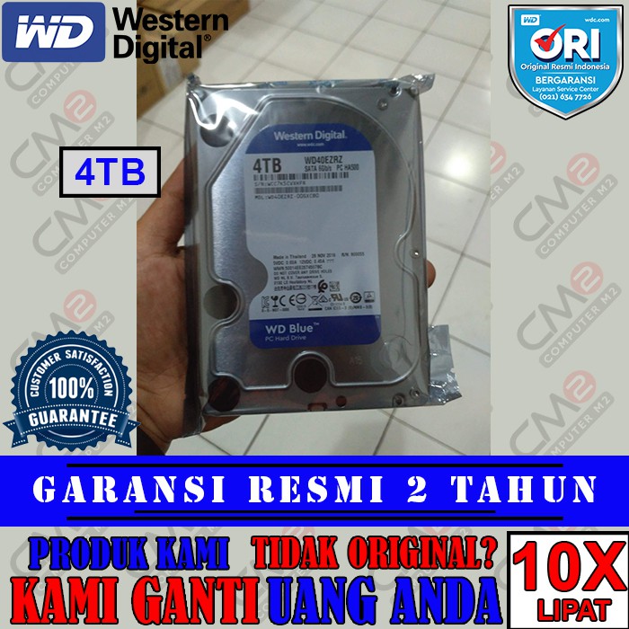 Jual WD Blue 4TB Harddisk Internal PC 3.5 inch WD40EZRZ Dijamin Asli ...