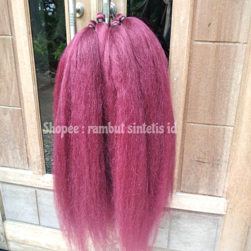 Jual rambut cemara warna merah maroon panjang 70cm tebal dan halus ...