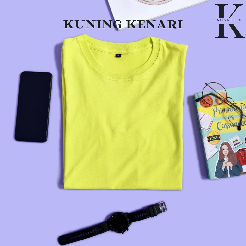 Jual Kaosnesia Kaos Polos Perempuan Warna Kuning Cotton Combed 30S ...
