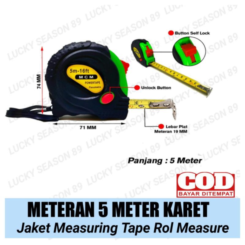 Jual Meteran 5M Karet/Meteran Roll 5 Meter/Jaket Measuring T | Shopee ...