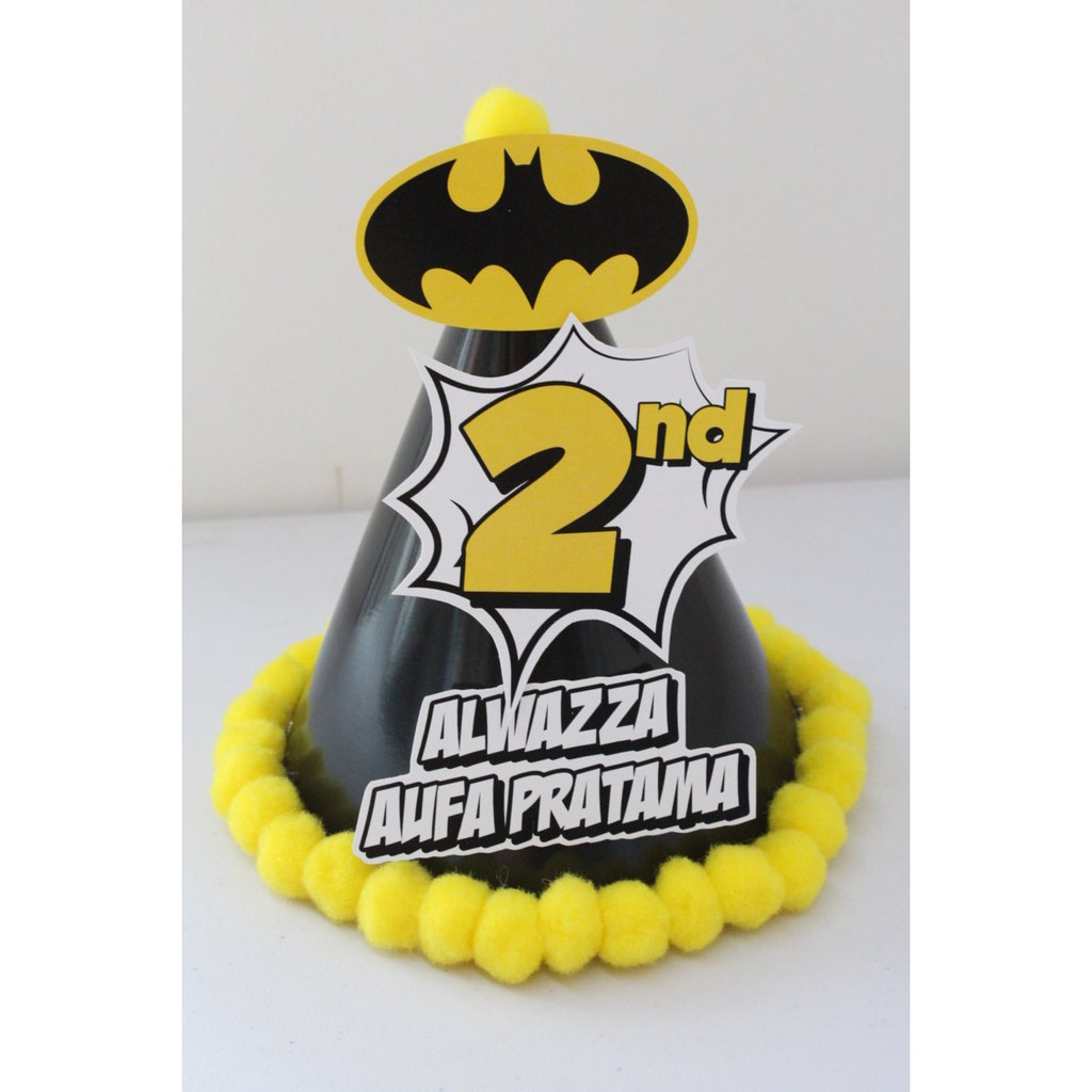 Jual topi ulang tahun batman / topi ultah batman / topi kerucut batman ...