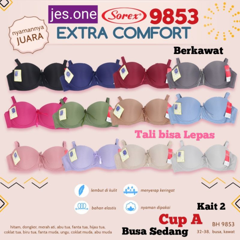 Jual SOREX 9853 BH Bra Berkawat Berpori Busa Sedang 1/2 Cup A Kait 2 sz ...