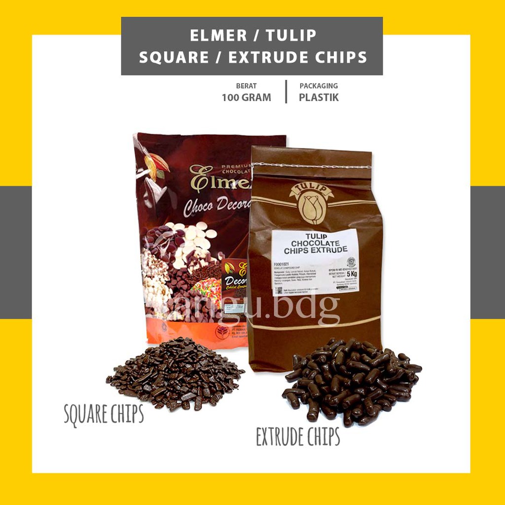 Jual CHOCOLATE FLAKES SQUARE ELMER 100GR - CHOCOLATE COMPOUND CHUNKS ...