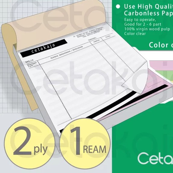 Jual Cetak Nota 1 rim 2 Ply / Rangkap ( Custom NCR INVOICE BON ) 2ply ...
