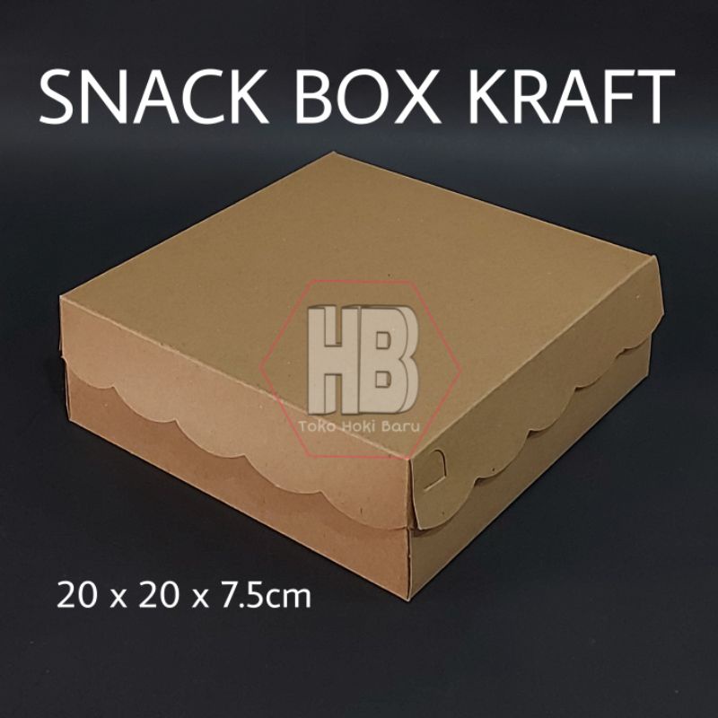 Jual [50 Pcs] BOX SNACK KRAFT 20x20 / DUS KOTAK KUE / KOTAK NASI ...