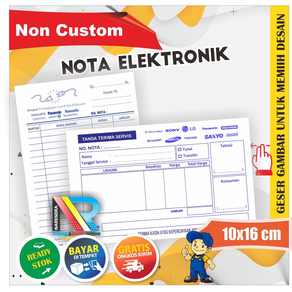 Jual Nota Servis Elektronik | Bahan NCR & HVS | Ukuran 1/4 Folio Siap ...