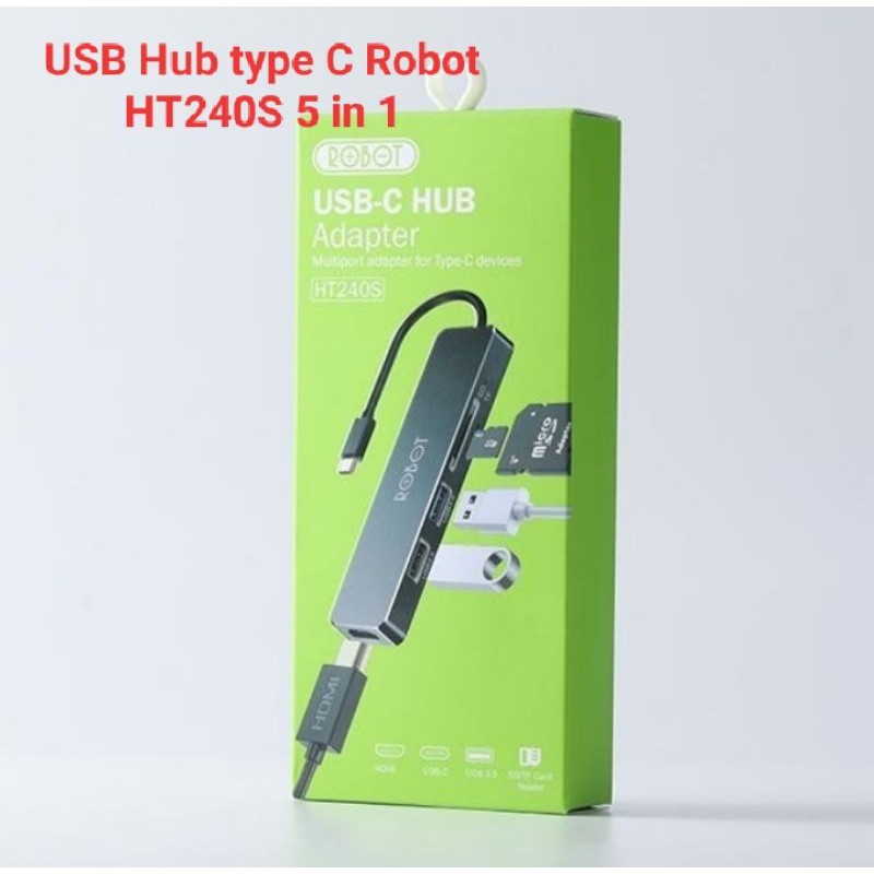 Jual USB Hub tipe C Robot HT240S 5 in 1 | Shopee Indonesia
