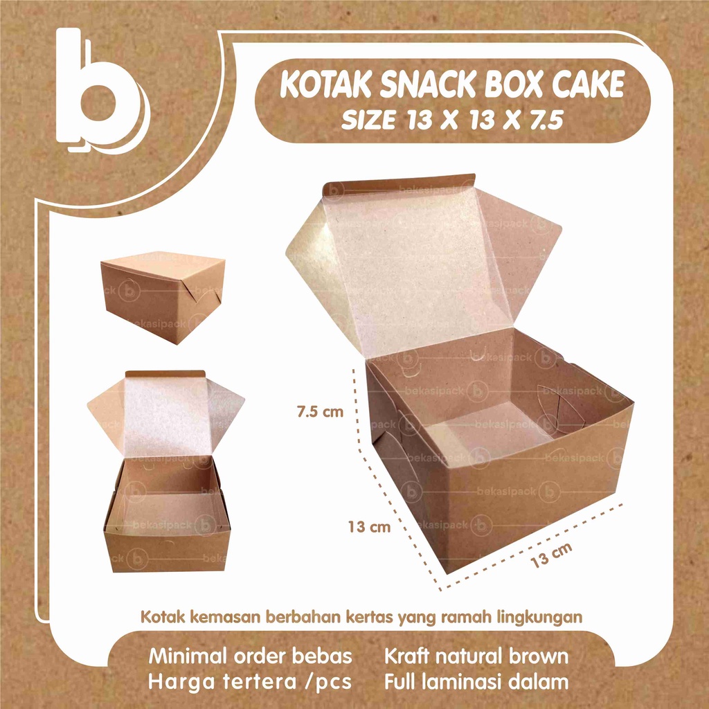Jual Kotak Snack Box Cake M Kraft Foodgrade 13x13x7.5 I KSBCMKF00291 ...