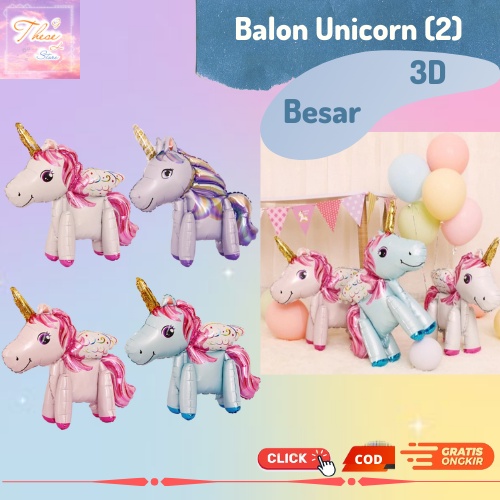 Jual Balon Foil karakter unicorn rusa 3D Jumbo standing wings/sayap ...