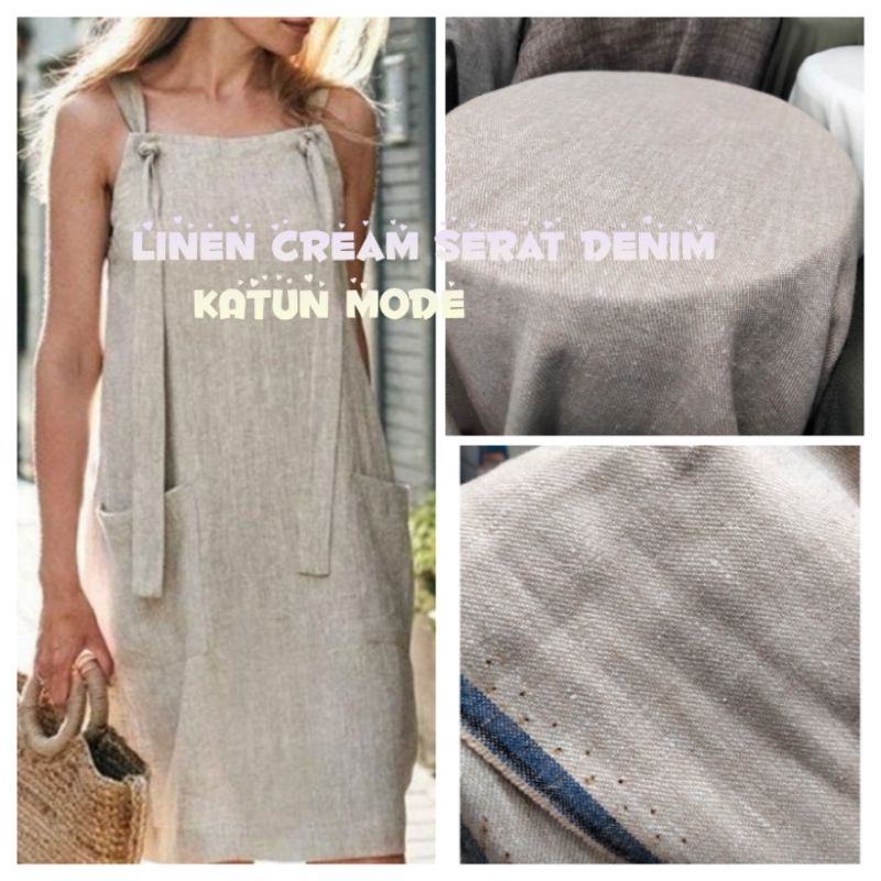 Jual bahan kain linen cream Serat denim/50cm | Shopee Indonesia