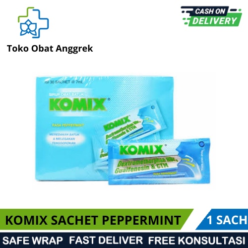 Jual KOMIX SACHET PEPPERMINT/10 SACSHET/OBAT BATUK/OBAT BATUK SACHET ...