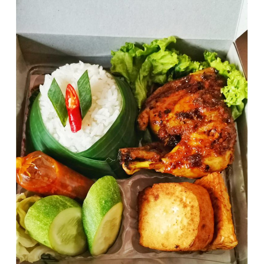 Jual PAKET NASI BOX CATERING AYAM BAKAR KREMES MENU LENGKAP BERVARIASI | Shopee Indonesia