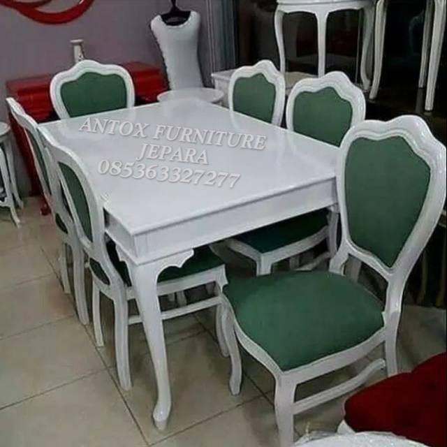 Jual Meja makan minimalis modern 6 kursi mebel Jepara | Shopee Indonesia