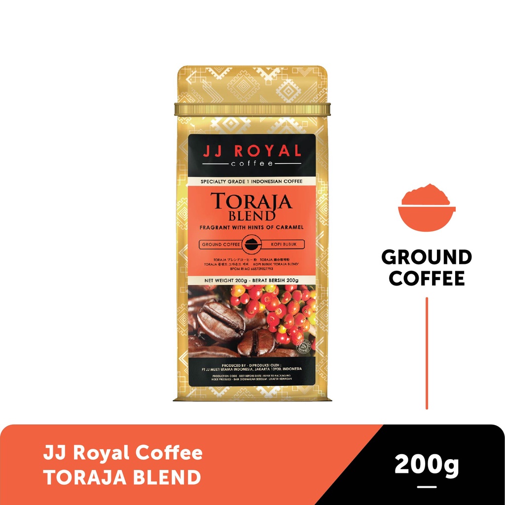 Jual JJ Royal Coffee Toraja Blend Ground (Kopi Bubuk) Bag 200g | Shopee ...