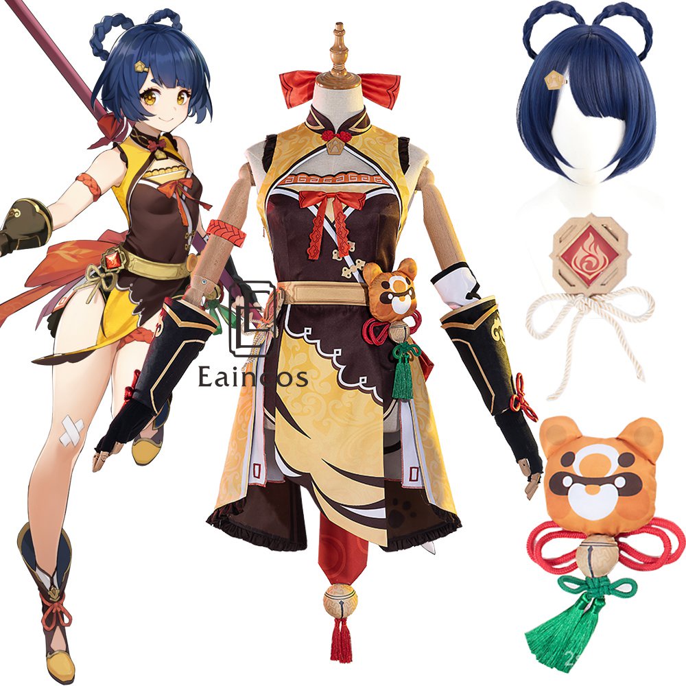 Jual Anime Genshin Impact Xiangling Cosplay Costume Game Suit Lovely ...