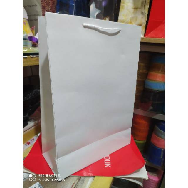 Jual Paper bag buku polos putih bahan tebal isi 12pcs | Shopee Indonesia