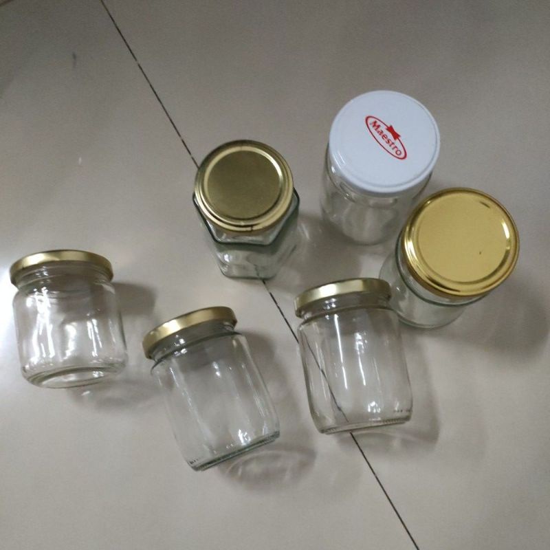 Jual botol / toples kaca sedang bekas ( 50ml - 500ml), bulat ...
