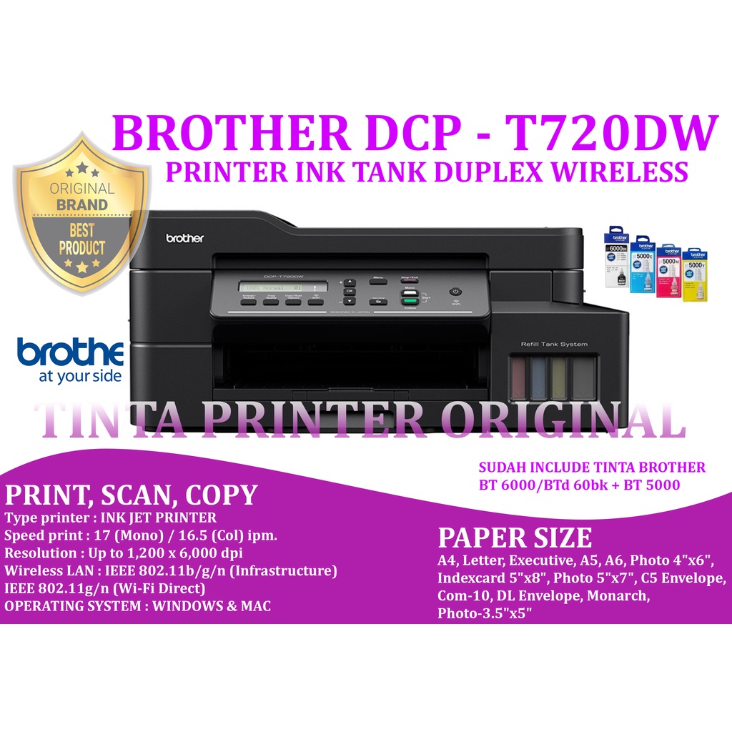 Jual PRINTER BROTHER DCP - T720DW DUPLEX WIRELEES PRINT SCAN COPY | Shopee Indonesia