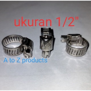 Jual klem selang 1/2" stainless steel/hose clamp 0,5 in/klam selang 1/2 ...