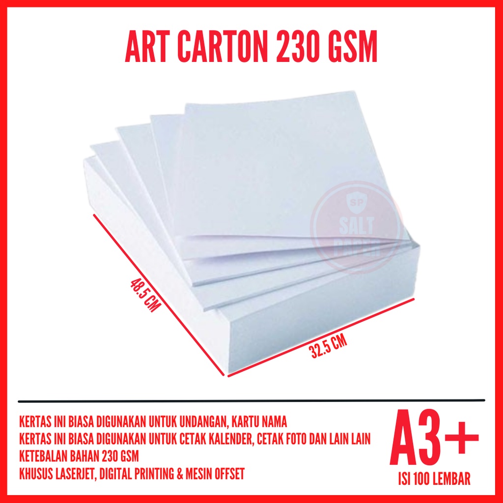 Jual Kertas Art Carton 260 gsm A3 Plus 100 lembar / Kertas Art Karton ...