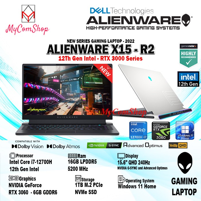 Jual DELL ALIENWARE X15 R2 i7-12700H 16GB RAM 1TB SSD RTX 3060 6GB QHD ...