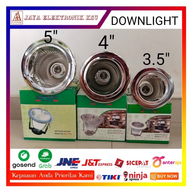 Jual Lampu Downlight silver / chrome 3.5 in / 4 in / 5 in Hattasu ...