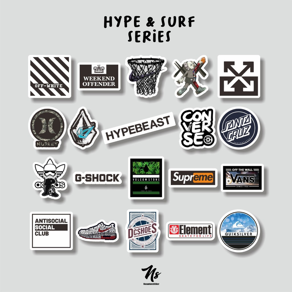 Jual STICKER BRAND HYPEBEAST & SURF PACKAGE STIKER TUMBLR CASE ...