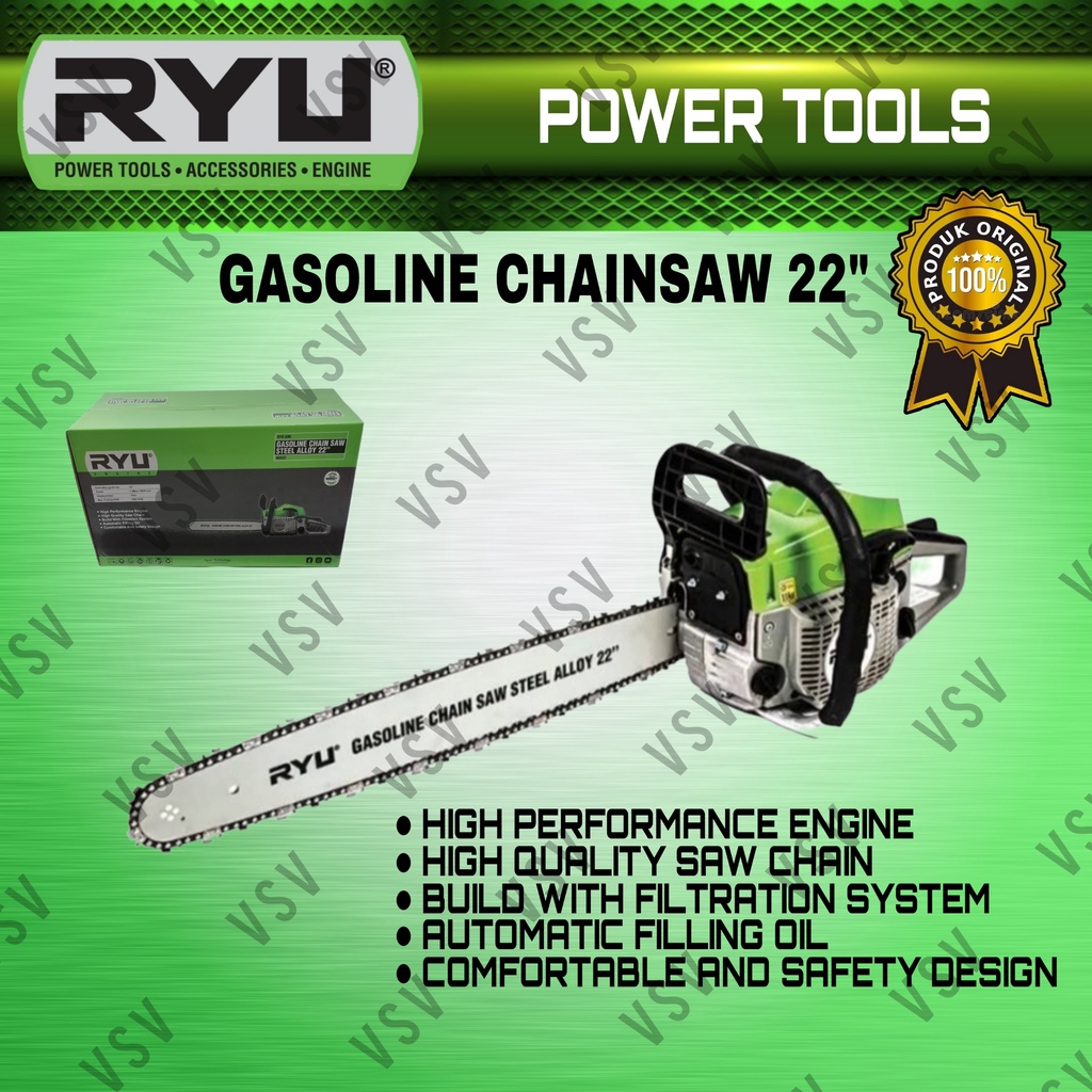 Jual RYU RGS22 Mesin Gergaji Bensin 22inch Chain Saw 22" Mesin Gergaji ...