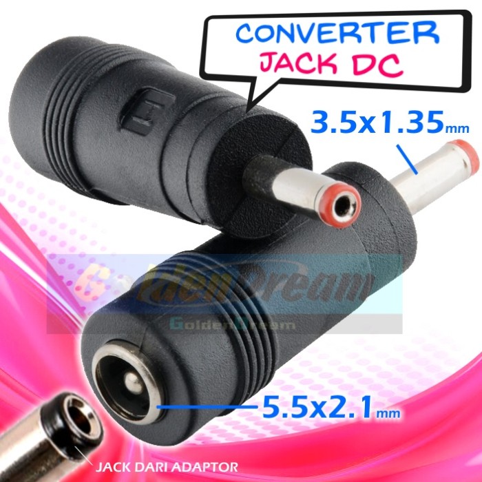 Jual Jack Converter 5.5x2.1 to 3.5x1.35 mm DC Plug Adaptor 2.1x5.5 1 ...