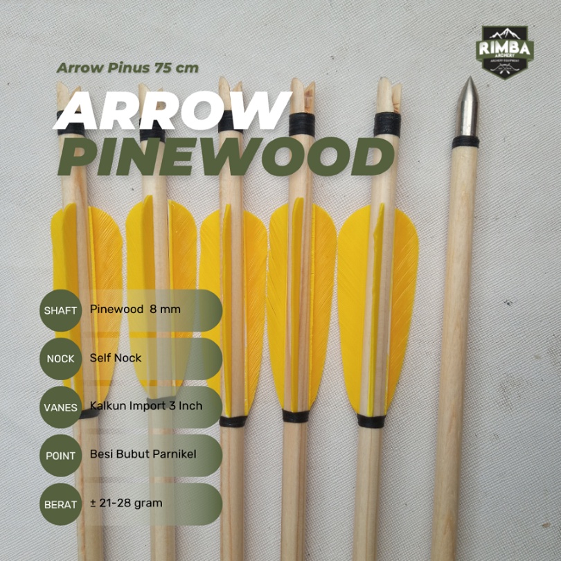 Jual Arrow Pinewood - Spruce Vanes Kalkun / Arrow Kayu Pinus - Cemara ...
