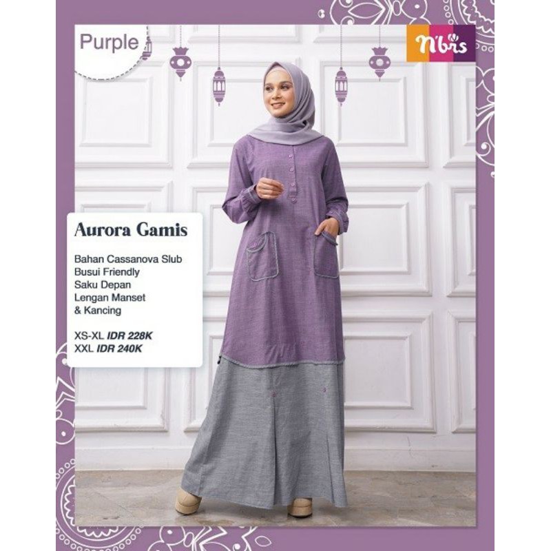 Jual Laila Collection AURORA GAMIS PURPLE Nibras Original | Shopee ...
