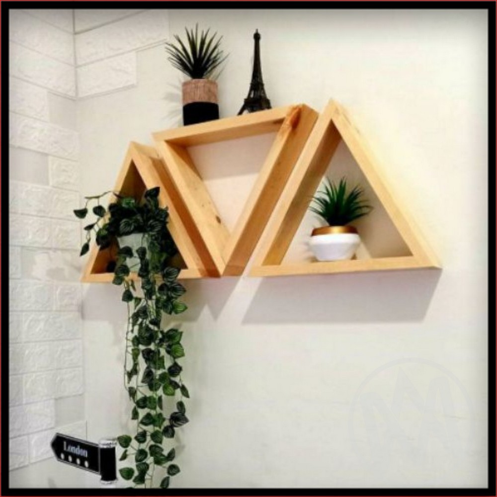 Jual Rak Ambalan Dinding Segitiga Minimalis - Dekorasi Rumah / Floating ...