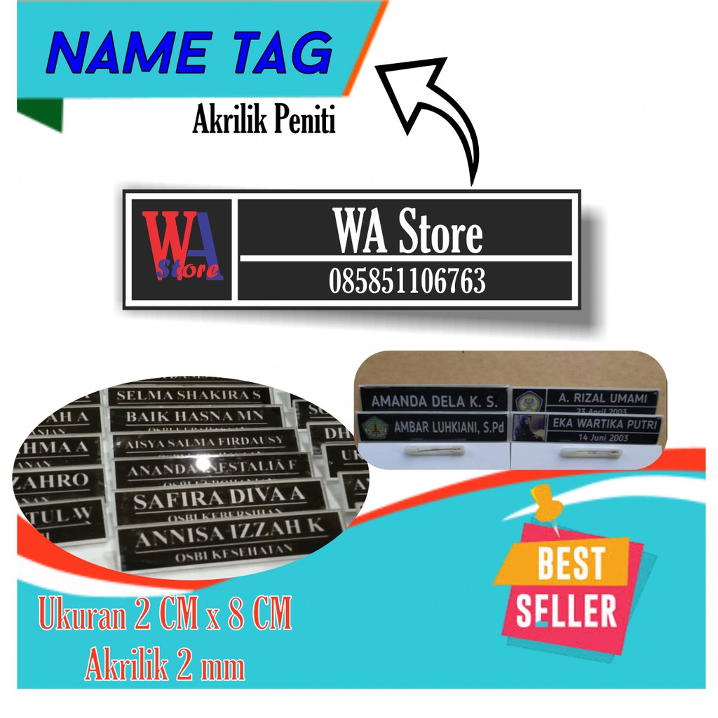 Jual NAME TAG / NAMA DADA / ID CARD / TANDA PENGENAL / NAME TEG CUSTOM ...