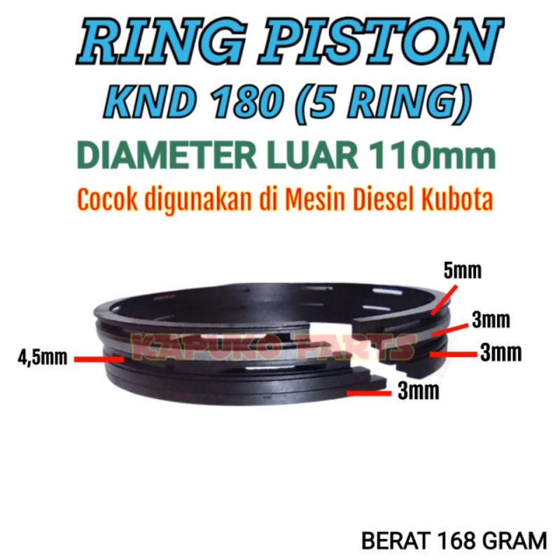 Jual KND 180/RD 160 RING PISTON 5R UNTUK MESIN DIESEL KUBOTA | Shopee Indonesia